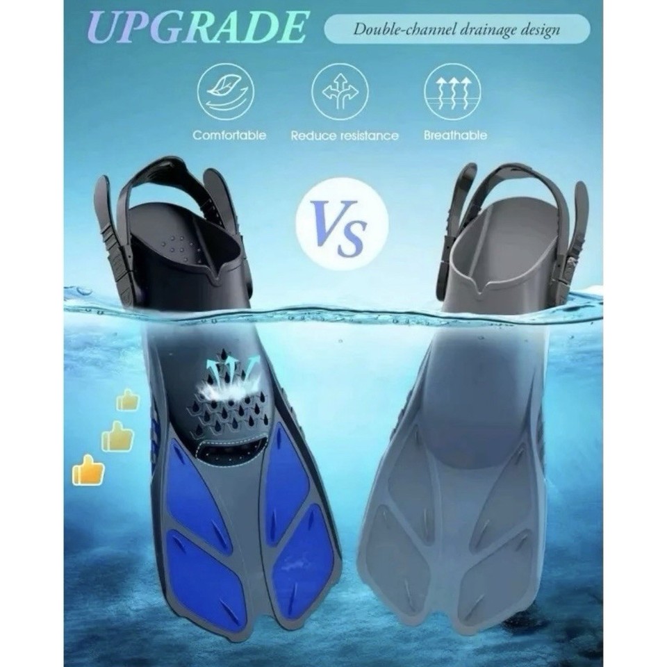 Greatever Snorkel Fins Flippers Adjustable Fit Unisex 9-13 Swim ML/XL | eBay