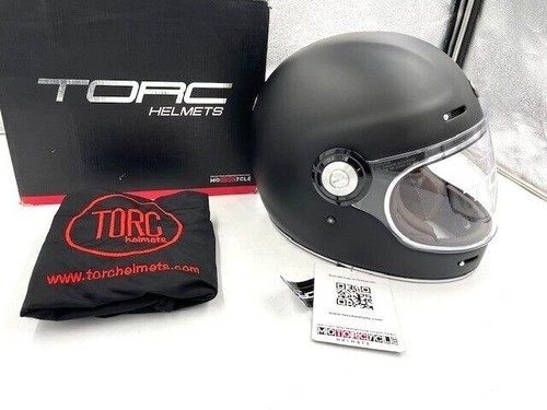 TORC T1 Retro Full Face Motorcycle Helmet Matte Black XL - T115:25 | eBay