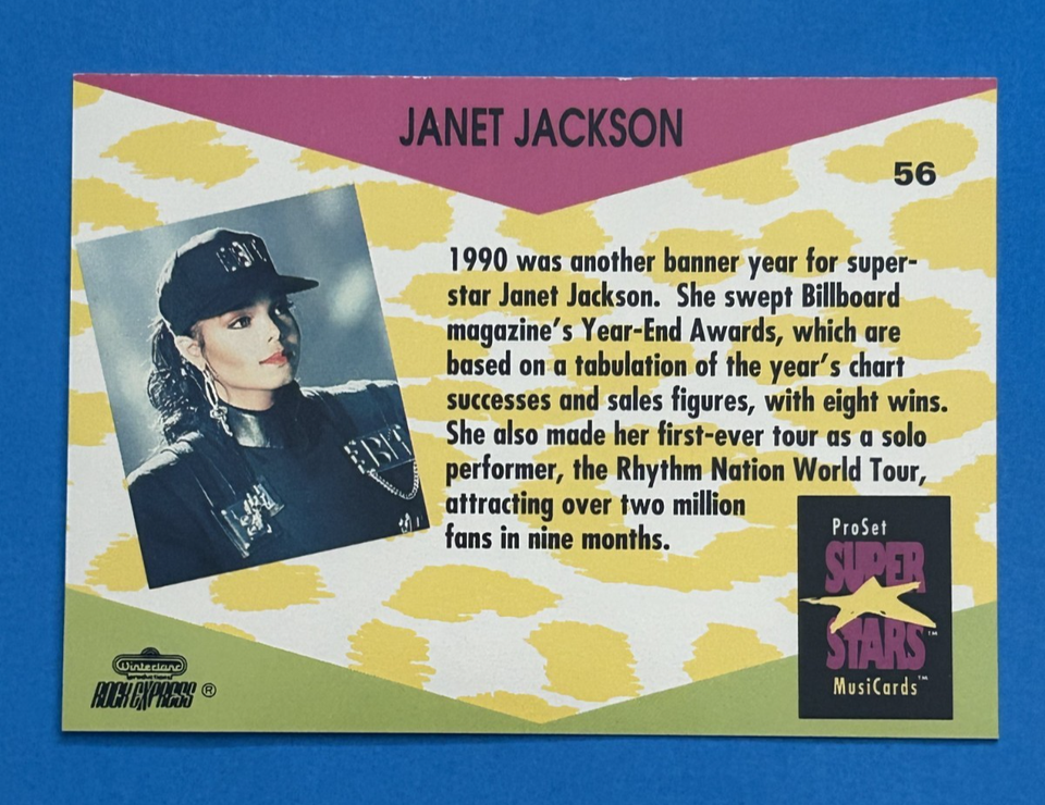 JANET JACKSON SIGNED AUTOGRAPHED PHOTO TRADING CARD RHYTHM NATION ...