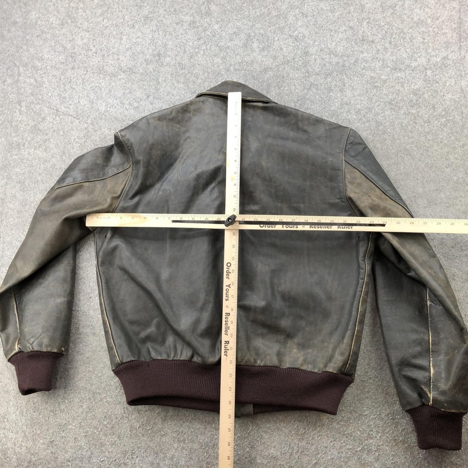 Vintage Golden Bear Jacket Mens 42 Brown Leather Bomber USA Aviator ...