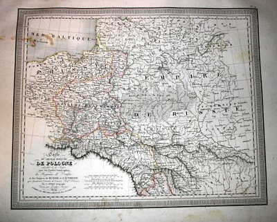 Poland, Kingdom of Poland, large copper engraved map by L.Vivien, 1824 ...