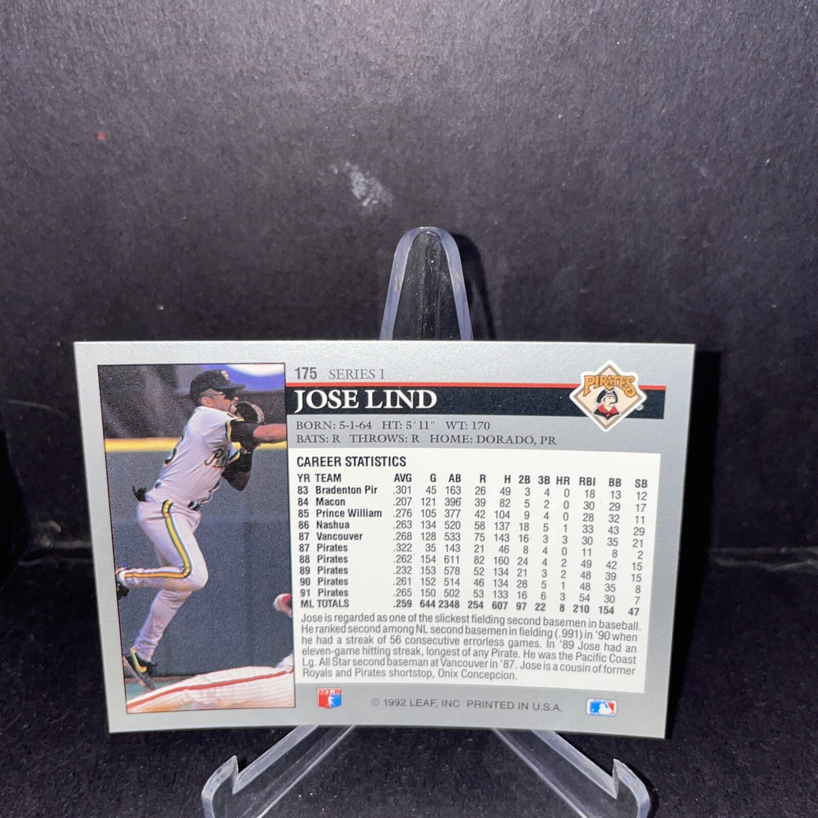 1992 Leaf #175 JOSE LIND Pittsburgh Pirates | eBay