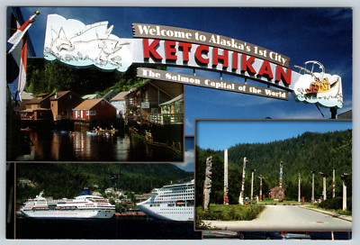 Ketchikan Alaska Totem Parks Salmon Shopping Anderson Street Vintage ...