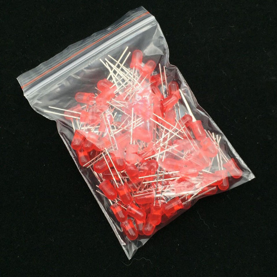 10 100 1000pcs 5mm diode 2pin Round white/red/blue/green/yellow LED ...