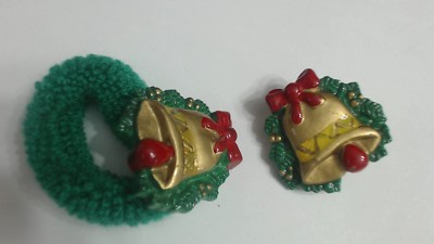 Vintage Christmas Bell Brooch & Ponytail Holder | eBay