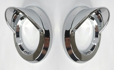 Pair Chrome Light Bezels 2-1/2" Round Visor Covers | eBay