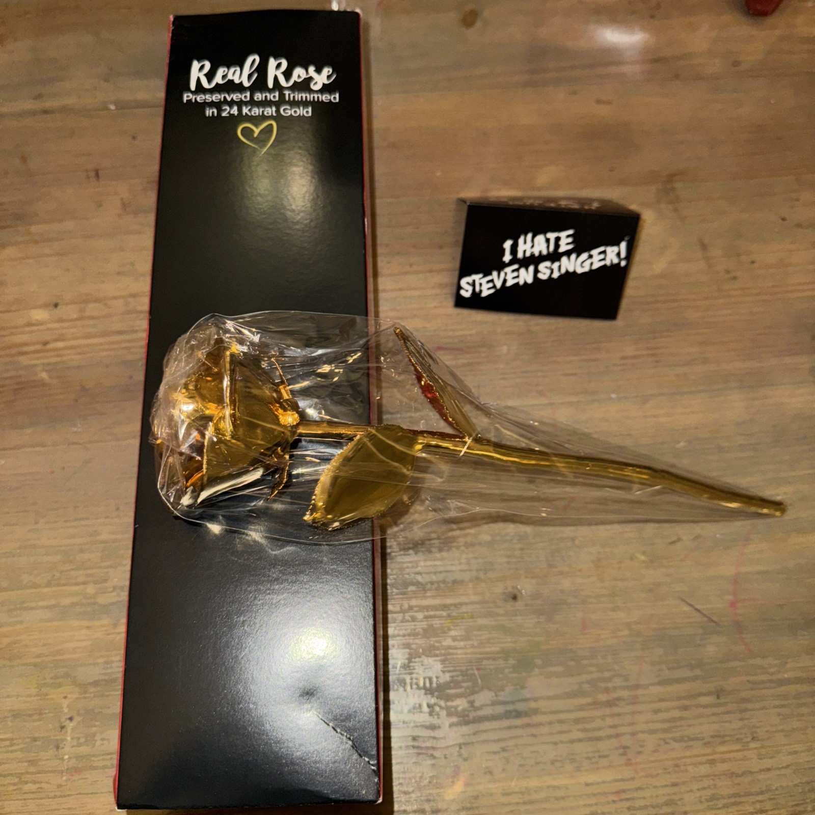 I Hate Steven Singer Forever Real Rose Dipped & Trimmed In 24k Gold New ...