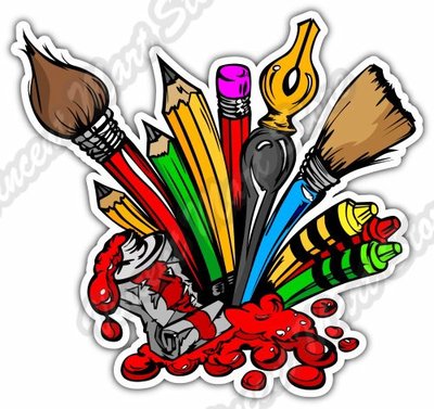 Paint Paintbrush Art Artist Painter Canvas Car Bumper Vinyl Sticker ...