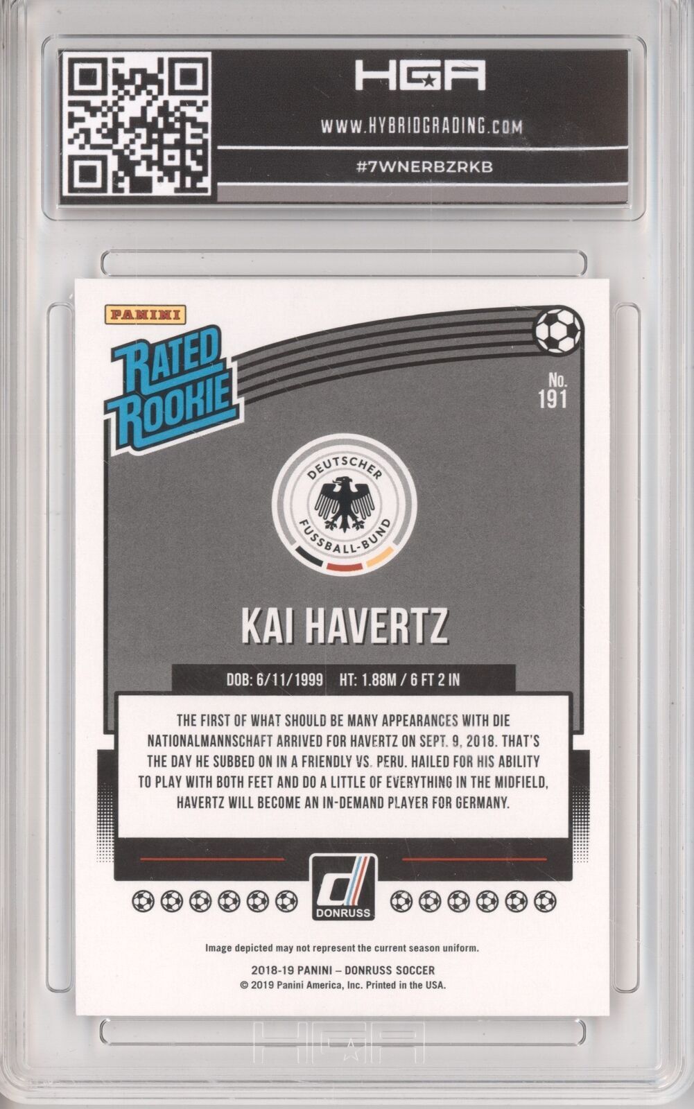 KAI HAVERTZ 2018 19 PANINI DONRUSS RATED ROOKIE RED PRESS PROOF HGA 9.5 ...