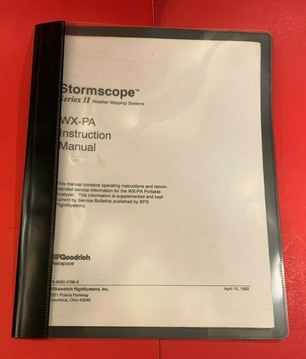 BFGoodrich Stormscope Series II WX-PA Manual 78-8060-5798-6 1992 ...