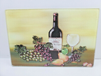 Glass Rectangular Wine bottle Wine Cup & Grapes Designed Trivet | eBay