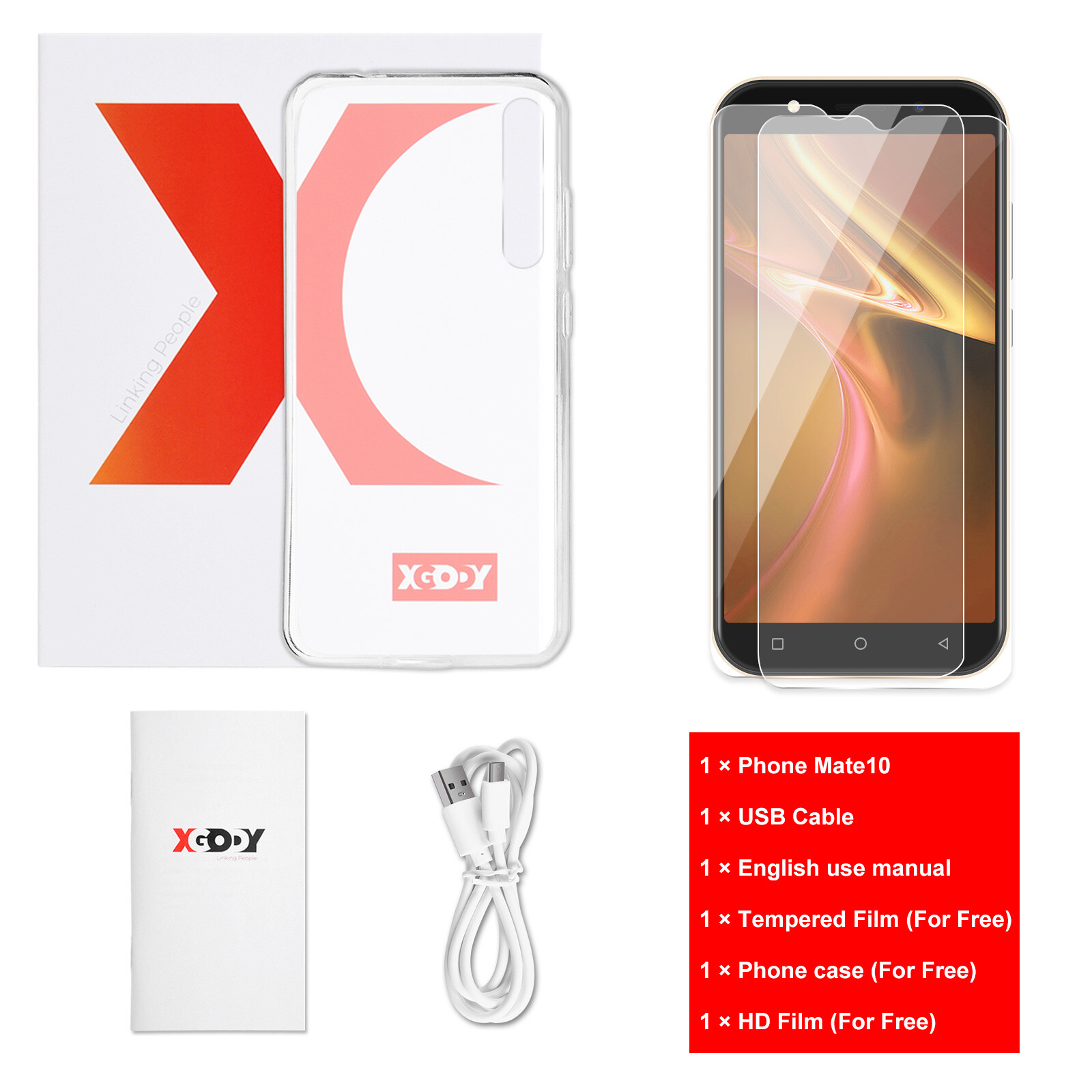 XGODY Unlocked 5" Android New Mobile Smart Phone Dual SIM Free 4Core ...