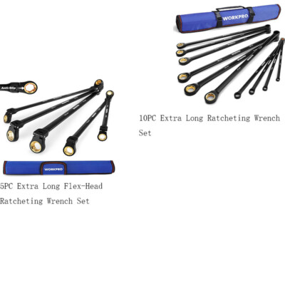 WORKPRO Extra Long Ratchet Wrench Set/Flex Head Extra Long Ratchet ...