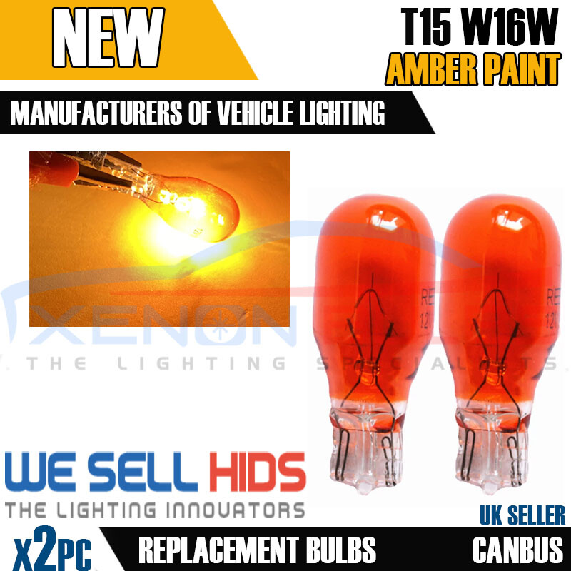2 x 921A 12V 18W Amber Capless Indicator ORANGE Wedge T15 Light Bulbs ...