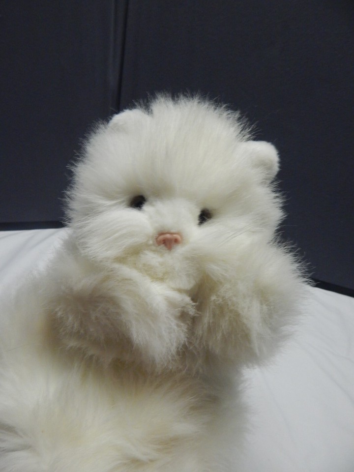 Vtg Dakin White long haired 1986 Full body Kitty Cat Puppet Persian 15 ...