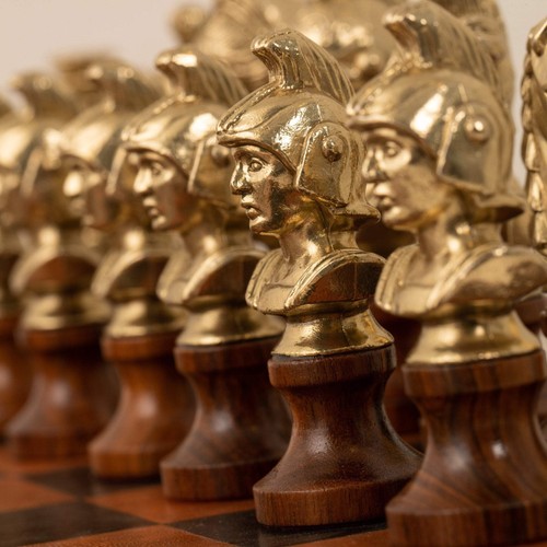 Italfama Roman Metal Chess Set 48cm Faux Leather Board King 10.3cm ...