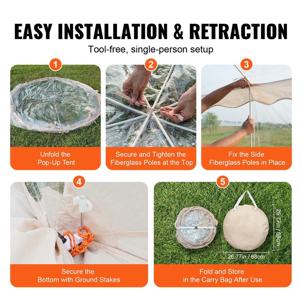 Sports Tent Instant Pop-Up Clear Bubble Shelter Weather Proof 8-10 ...