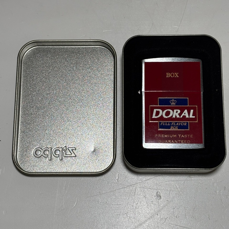 Vintage NOS Zippo Cigarette Lighter Advertising Doral Box Cigarettes B ...
