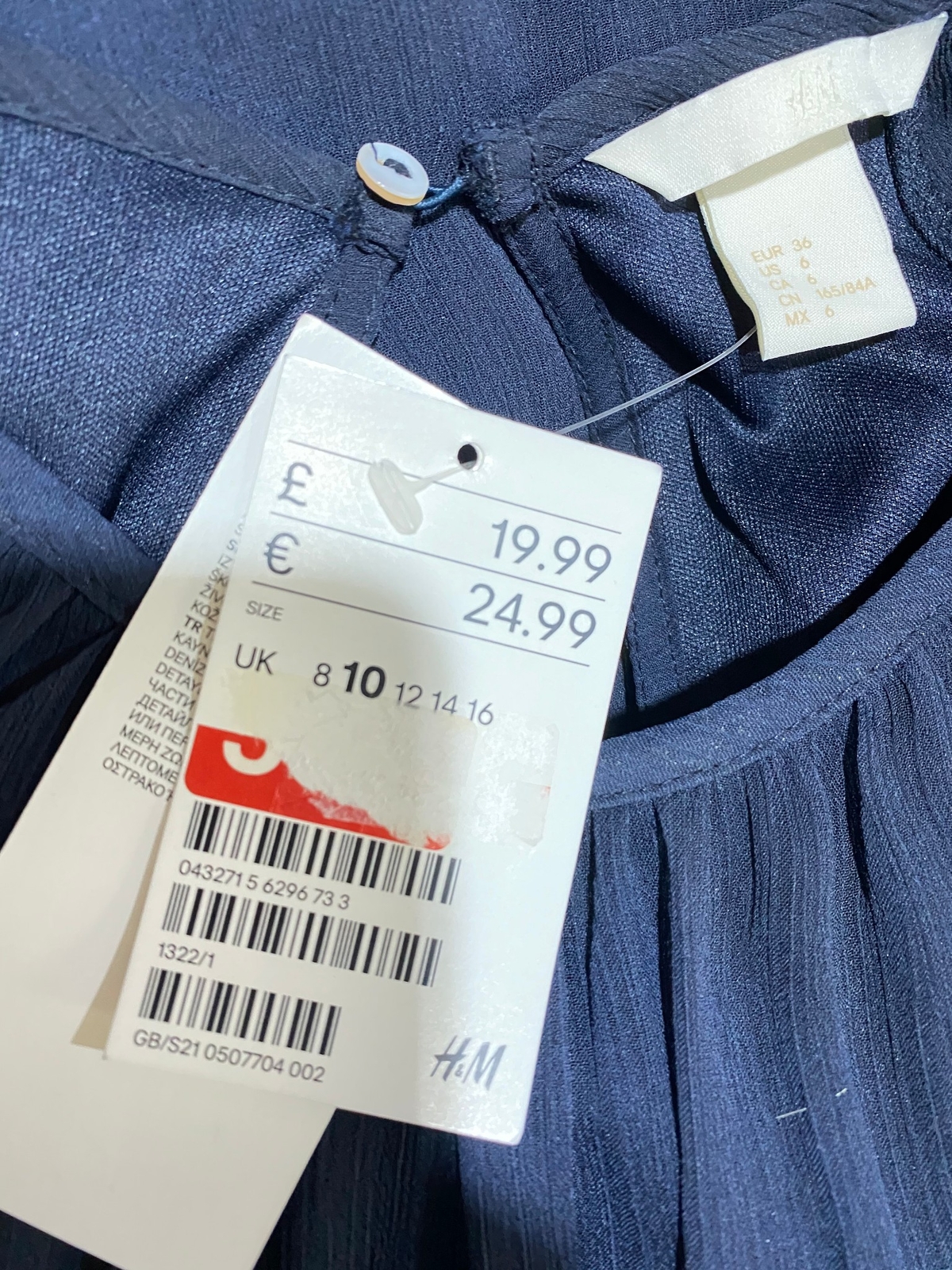 BNWT WOMENS H&M NAVY LONG FLARED SLEEVES SHEER LAYERED SMOCK EVENING ...