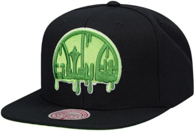 Mitchell & Ness : Seattle Supersonics Slime Drip Black/Neon Green | eBay