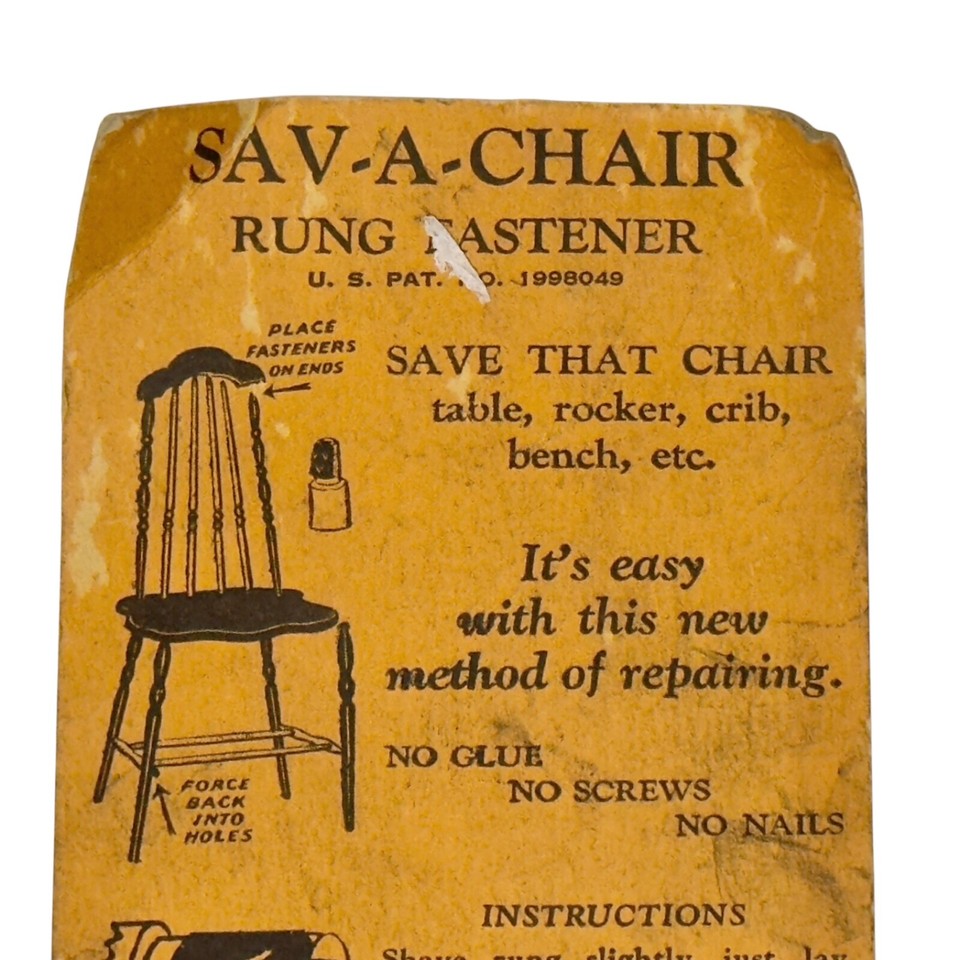 Vintage Sav-A-Chair Rung Fastener Made in USA Pack of Nine | eBay