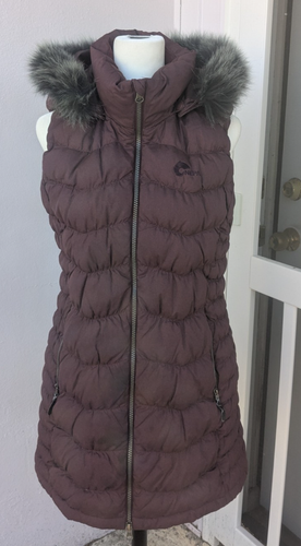 Nepa Down Filled Maroon Zip Up Puffer Vest w/ Real Fox Fur Trimmed Hood ...