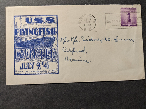 USS FLYING FISH SS-229 Naval Cover 1941 Launch Cachet Portsmouth, NH | eBay