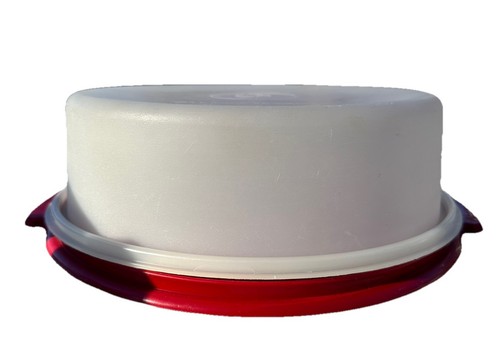 Tupperware 719-2 Pie/Cake Carrier 10” With Lid Red Base No Handle | eBay