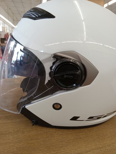 LS2 OF569 Track Solid Open Face Motorcycle Helmet w/ Sunshield, Pearl ...
