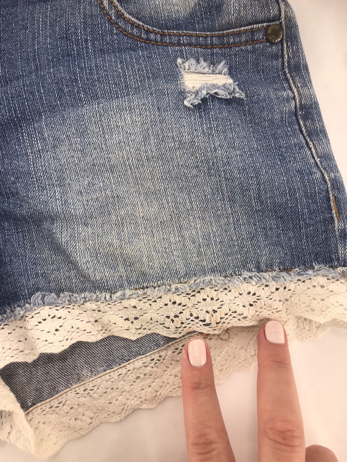 Tinseltown Womens Jean Shorts Daisy Duke Style Cutoff Lace Fringe ...