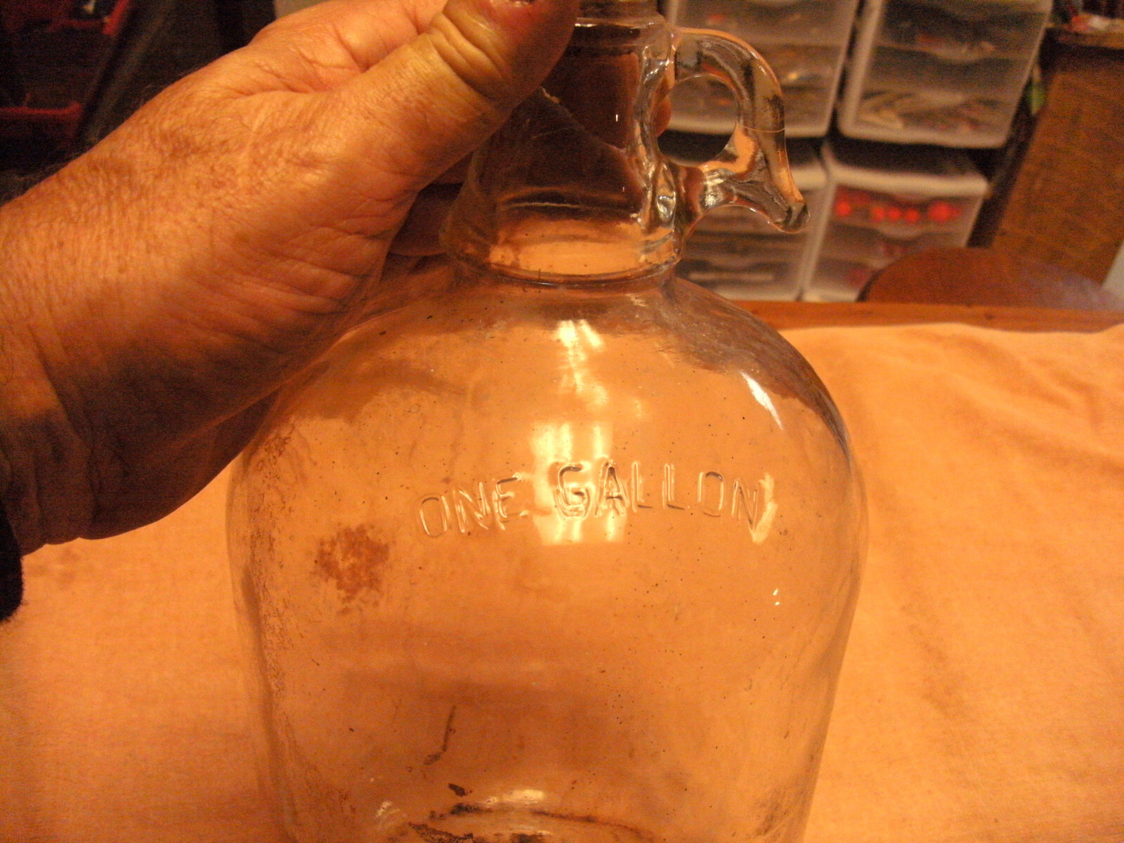 1930s -50s Vintage Clear Glass 1 Gallon Hook Loop Handle Jug Dug Jug ...