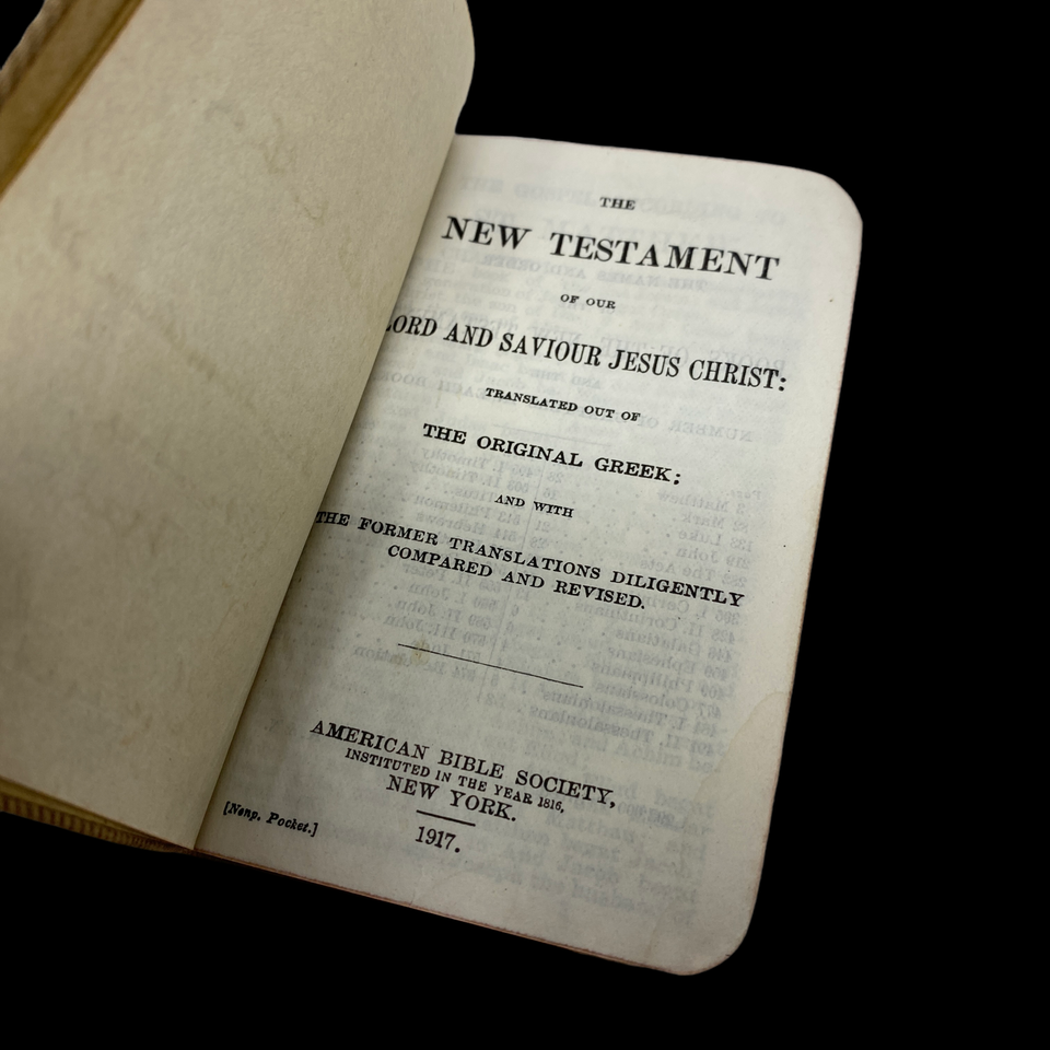 RARE WWI Named A.E.F. Infantry Soldier's New Testament Bible Western ...