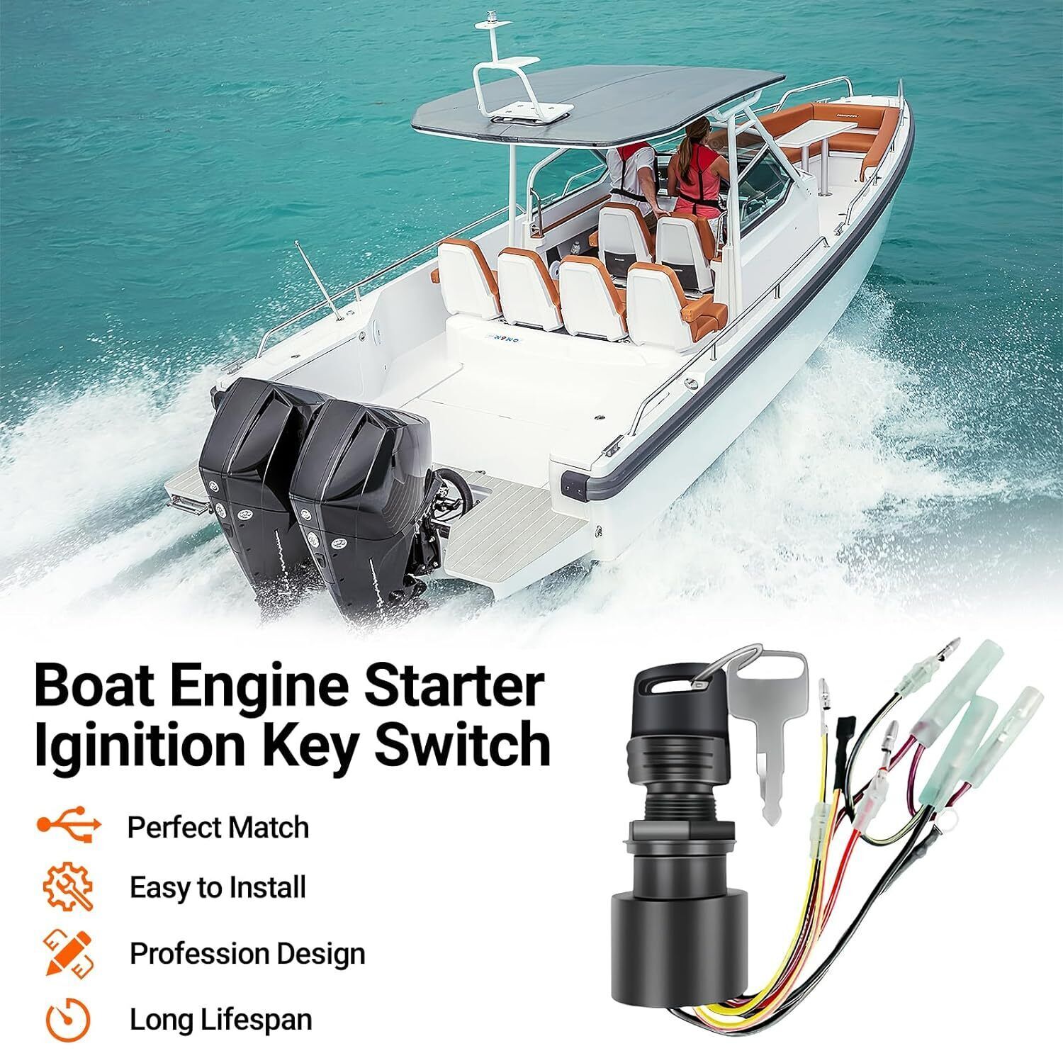 BOAT IGNITION KEY SWITCH For MERCURY OUTBOARD CONTROL BOX MOTOR 87 ...