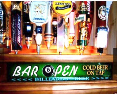 Lighted 18 BEER TAP HANDLE DISPLAY / BILLIARDS POOL HALL KEGERATOR BAR ...