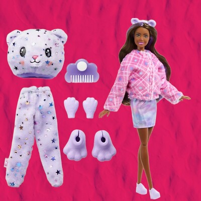 BARBIE Cutie Reveal Teddy Bear Fantasy Series Doll and Pet 10 Surprises ...