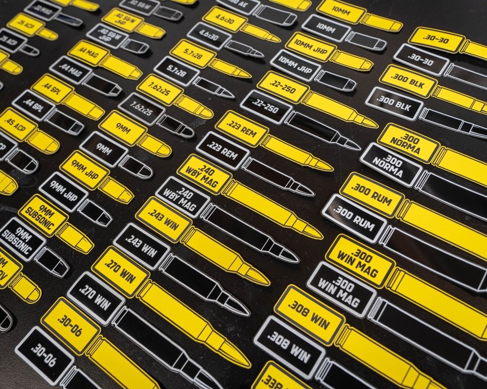 Ammo Can Bullet Decal Labels Stickers - UV Stable 2-Color Vinyl - 110 ...