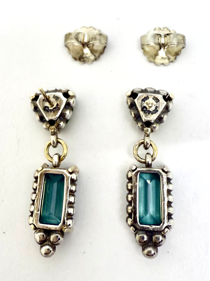 Vintage LAGOS Caviar Sterling Silver & 18k Gold Topaz Peridot Dangle ...