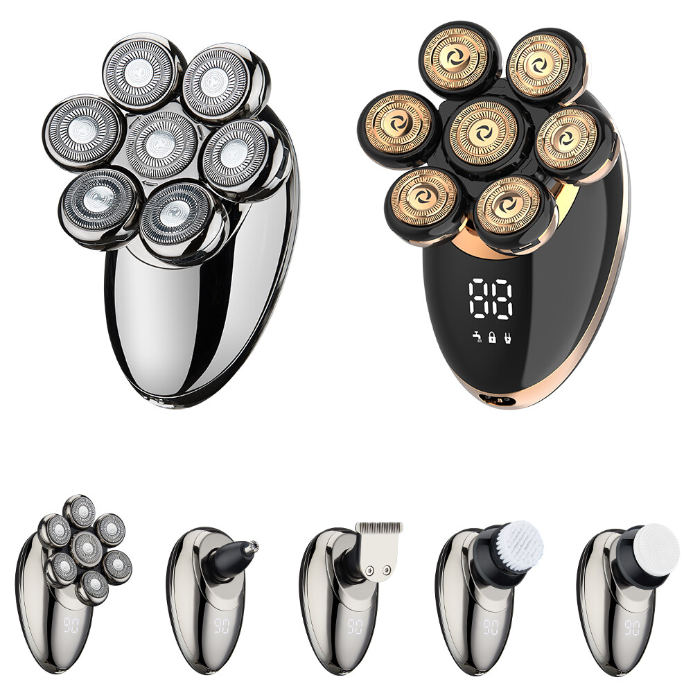 5 IN 1 4D Rotary Electric Shaver Rechargeable Bald Head Shaver Beard ...