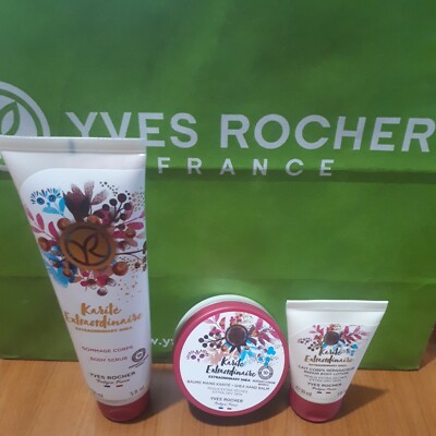 Yves Rocher Set Nr.3 Pezzi Crema Mani, Gommage, Latte Corpo Al Karite ...
