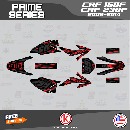 Graphics Kit for HONDA CRF150F CRF230F (2008-2014) Prime Series - Red ...