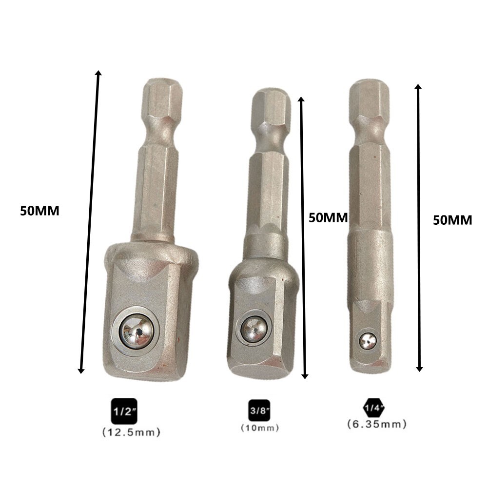 Bit Adapter Tools Power Tools Drill Bits Durable Hex Shank Silver ...