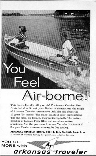 1958 Print Ad Arkansas Traveler 14 ft Explorer Boats Cushion Aire Hull ...
