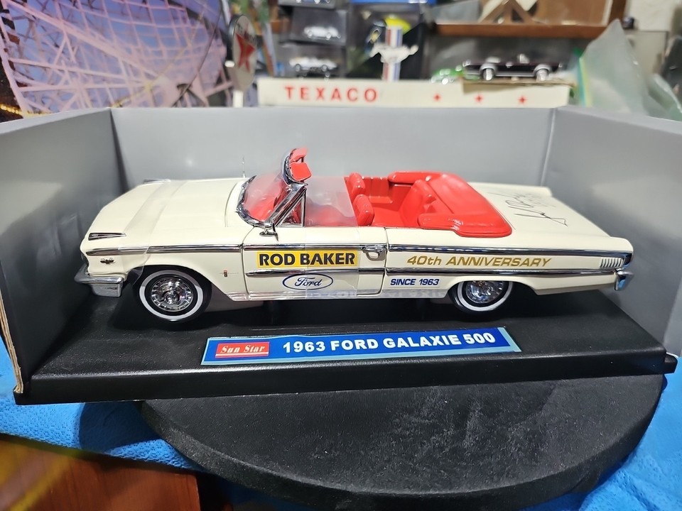 VINTAGE SUN STAR 63 FORD GALAXIE 500 CONVERTIBLE WHITE/RED *EXTRA RARE ...
