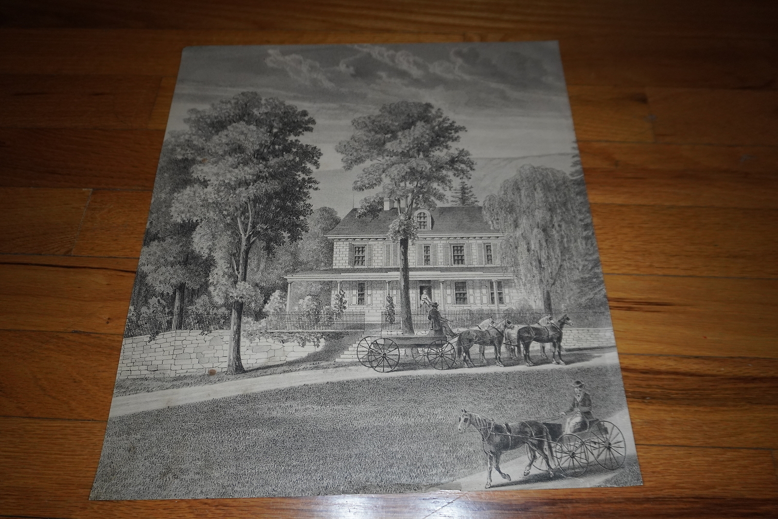 1875 Map Lancaster PA Atlas Everts & Stewart Engraving of House Horse ...