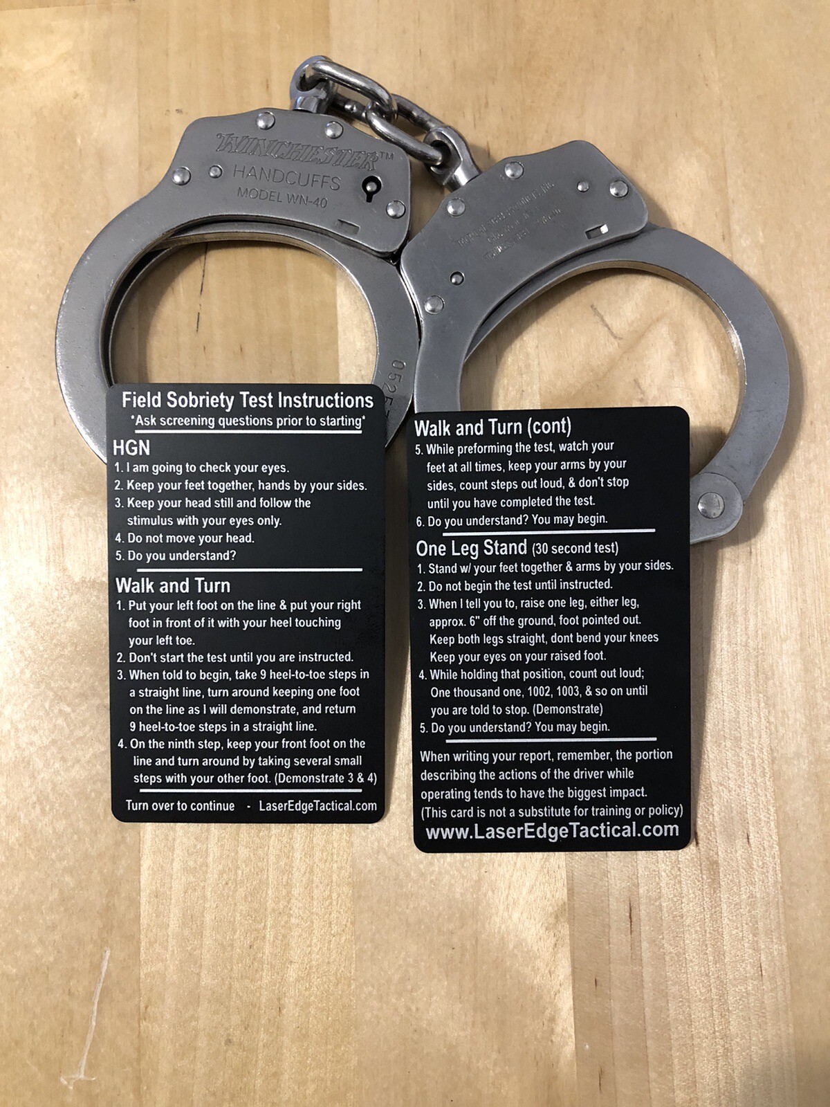 Aluminum Standardized Field Sobriety Test Instruction Patrol Card Metal ...