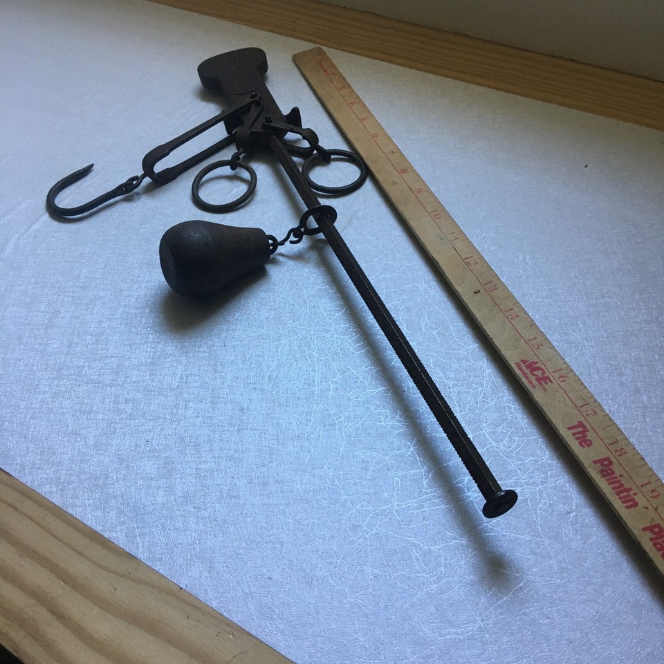 RARE Antique NO. 3 Primitive Cotton or Tobacco Balance SCALE Cast Iron ...