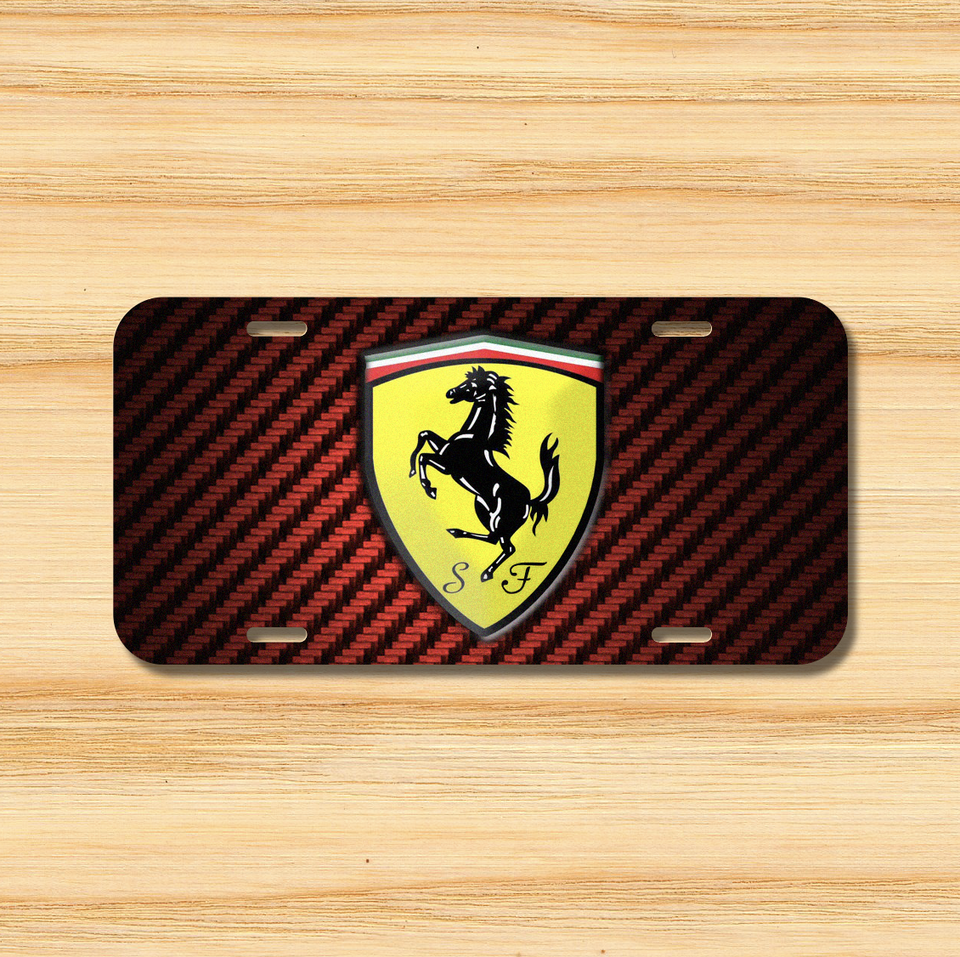 Ferrari Vehicle License Plate Front Auto Tag Red Carbon Fiber Exotic ...