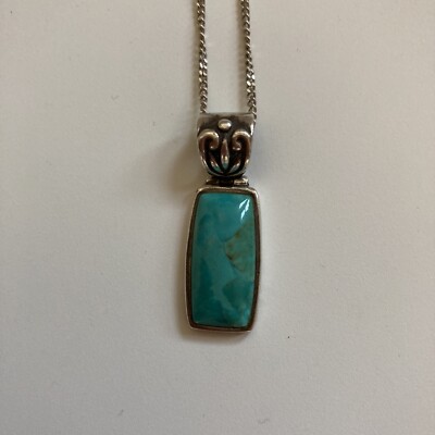 BARSE GENUINE TURQUOISE PENDANT w/ 925 Silver Setting + 925 Silver 20 ...