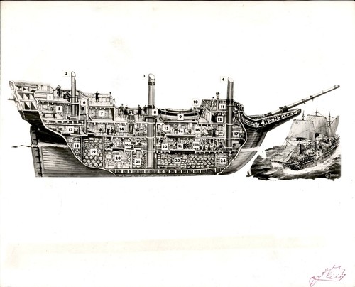 LG973 1957 Original Photo MAYFLOWER II SHIP DIAGRAM Popular Mechanics ...