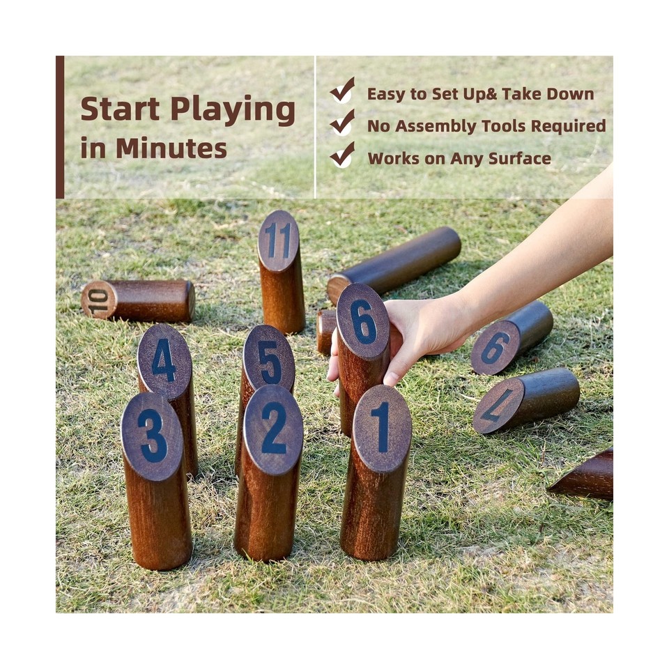 Numbered Block Tossing Game, Wooden Throwing Game Set with Scoreboard ...